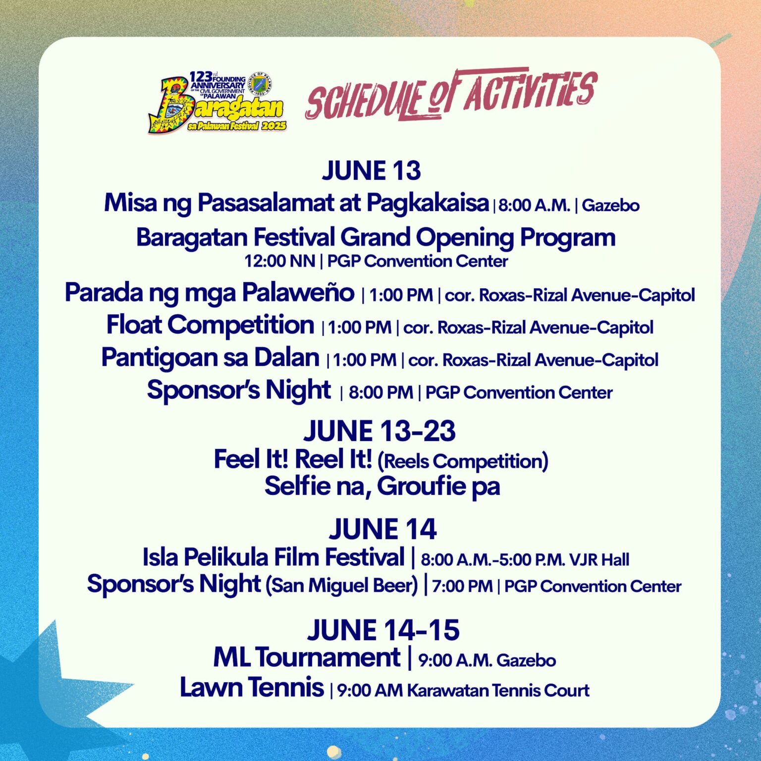 Baragatan sa Palawan Festival 2025: Full Schedule | Palawanderer.net